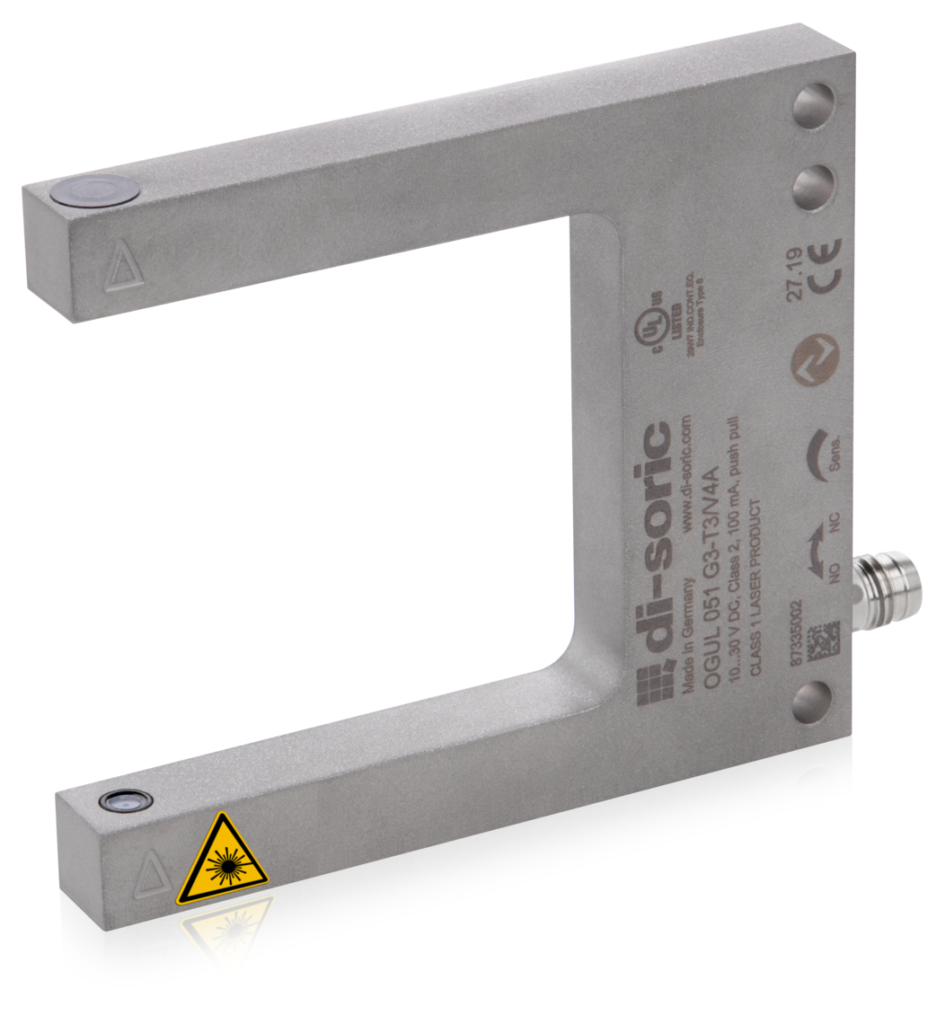 OGUL-051-G3-T3/V4A di-soric hygienic, 50 mm visible red light laser ...